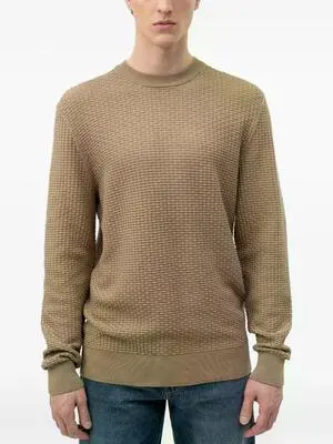 BOSS Basket-weave Crew Neck Sweater - Neutrals