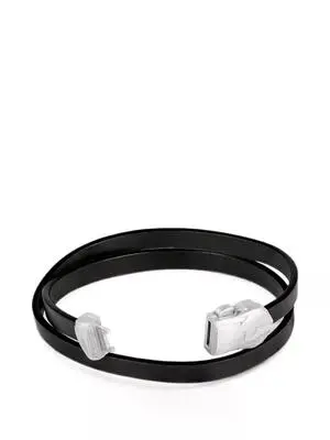 Tateossian Double-wrap Leather Bracelet With -tone Clasp