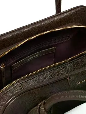 Calvin Klein Grained Leather Logo Charm Shoulder Bag
