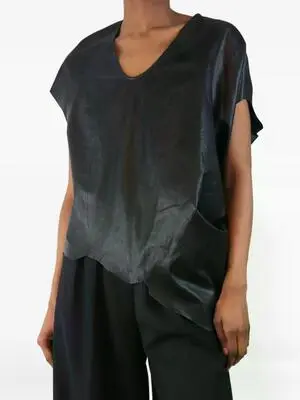 Helmut Lang Asymmetric Hem Leather Top