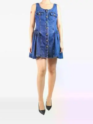SELF-PORTRAIT Denim Flared Dress - Blue