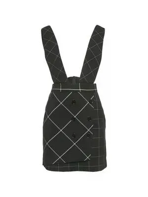 Maje Gabardine Windowpane Pinafore Dress