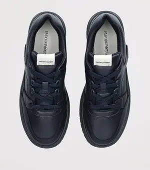 Giorgio Armani Leather Paneled Low Top Sneakers