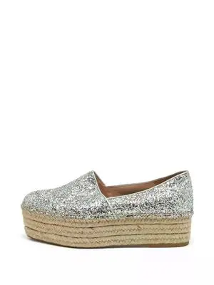 Miu Miu Glitter Platform Espadrilles