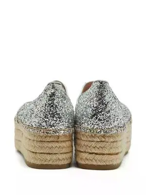 Miu Miu Glitter Platform Espadrilles