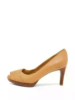 STUART WEITZMAN Leather Peep Toe High Heel Pumps