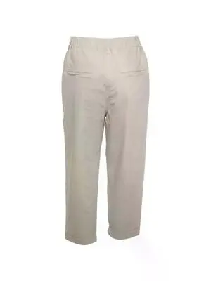Brunello Cucinelli Beige Cotton Cropped Trousers With Pleated Detail