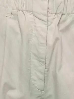 Brunello Cucinelli Beige Cotton Cropped Trousers With Pleated Detail