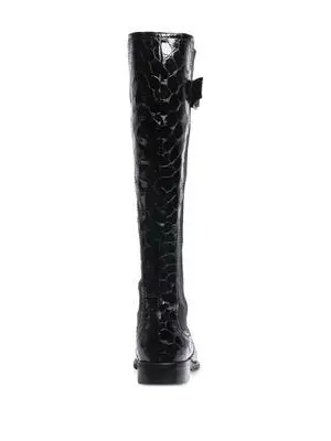 Emporio Armani Croc-effect Leather Knee High Boots