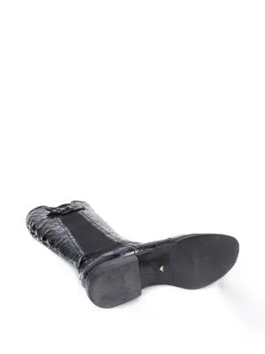 Emporio Armani Croc-effect Leather Knee High Boots
