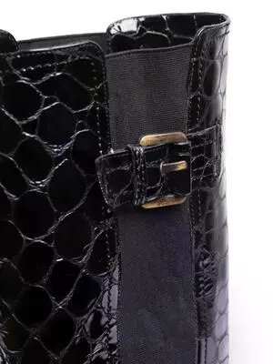 Emporio Armani Croc-effect Leather Knee High Boots