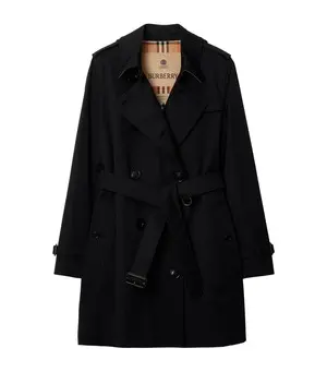 Burberry Gabardine Kensington Heritage Trench Coat - Black
