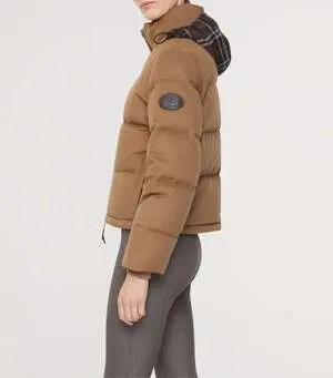 Burberry Cashmere Down Puffer Jacket With Equestrian Knight Design - Brown