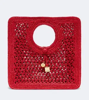 Jacquemus Spiaggia Small Raffia Top-handle Bag - Red
