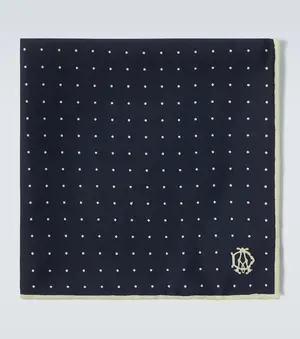 Dunhill Polka-dot Silk Pocket Square - Blue