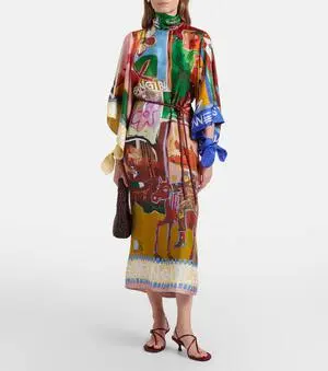ALEMAIS Tangible Love Printed Silk Midi Dress