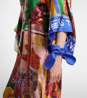 ALEMAIS Tangible Love Printed Silk Midi Dress