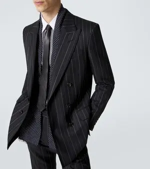 TOM FORD Striped Wool Blazer - Black