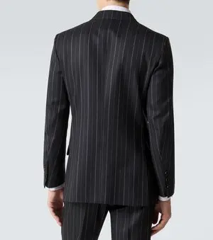 TOM FORD Striped Wool Blazer - Black