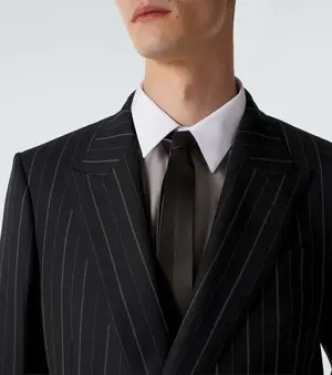 TOM FORD Striped Wool Blazer - Black