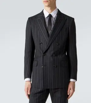 TOM FORD Striped Wool Blazer - Black