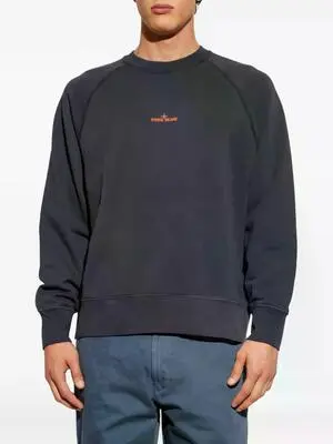 Stone Island Logo Print Raglan Sleeve Sweater - Grey