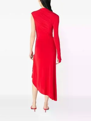 MARINE SERRE Asymmetrical Ruffled Midi Dress