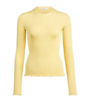 Alaïa Ribbed Silk-blend Sweater - Yellow