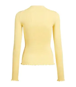 Alaïa Ribbed Silk-blend Sweater - Yellow