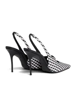 Alaïa Vichy Print Drop Slingback Pumps