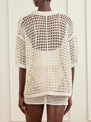 HAIGHT. Sheila Open-knit Cotton-blend Shirt - Neutrals