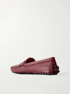 TOD'S Gommino Textured Leather Loafers - Red