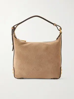 TOD'S Sacca Mini Suede Shoulder Bag - Brown