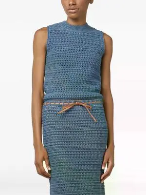 TOD'S Crochet Knit Sleeveless Top - Blue