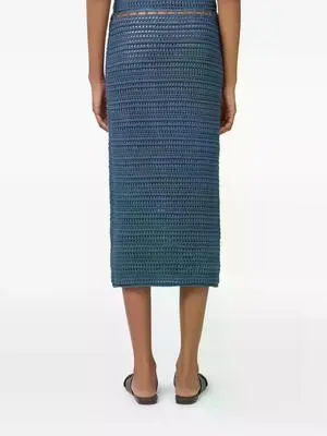TOD'S Crochet-knit Midi Skirt - Blue