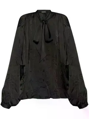 Balenciaga Pussy Bow-collar Shirt - Black
