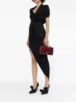 Balenciaga Draped V-neck Dress - Black