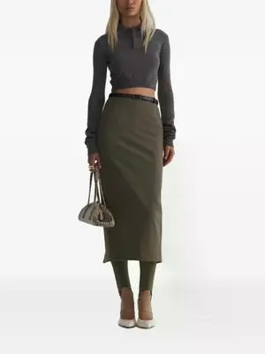 MUGLER Taupe Bi-stretch Wool Pencil Skirt