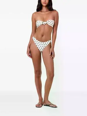 NICHOLAS Polka-dot Knotted Bandeau Bikini Top - Neutrals