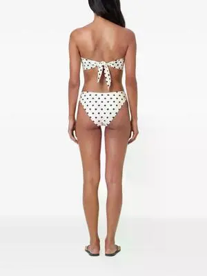NICHOLAS Polka-dot Knotted Bandeau Bikini Top - Neutrals