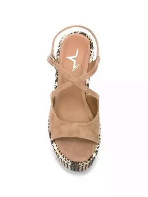 MARC ELLIS Woven Platform Suede Sandals