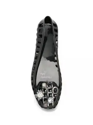 HEAVENLY JELLY Crystal-embellished Flat Pumps