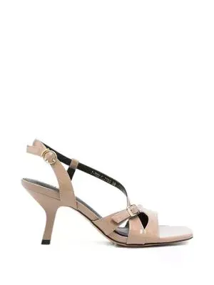 JANET & JANET Patent Buckled Heeled Sandals - Neutrals