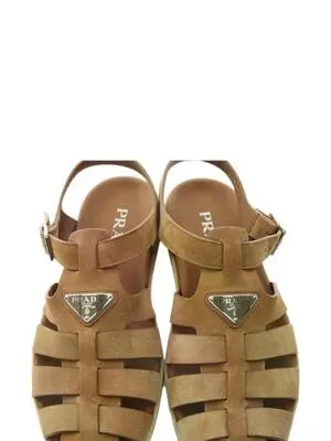 Prada Suede Triangle Logo Sandals