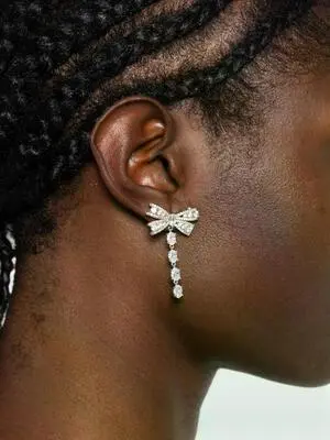 SELF-PORTRAIT Crystal Bow Drop Earrings