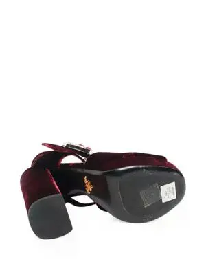 Prada Velvet Embellished Block Heel Sandals