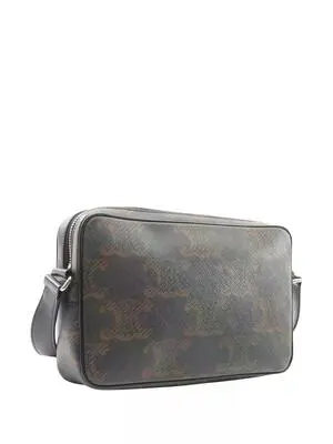Celine Medium Triomphe Coated Canvas Logo Crossbody Bag - Black