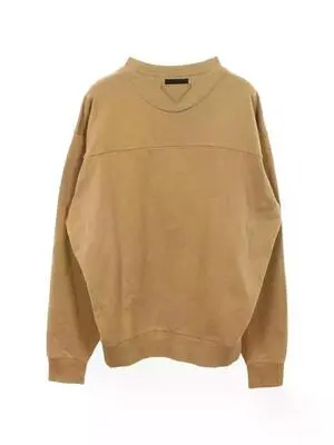 Prada Beige Graphic Print Crew Neck Long Sleeve Sweater