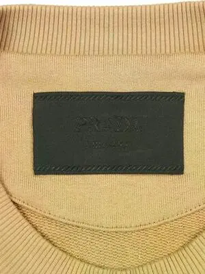 Prada Beige Graphic Print Crew Neck Long Sleeve Sweater