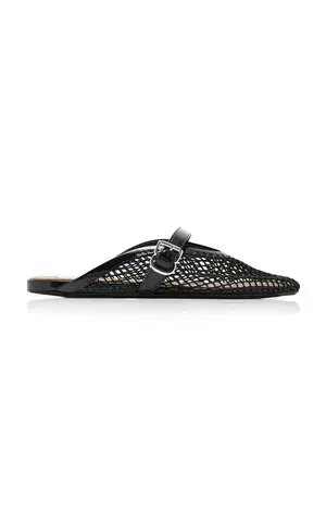 Alaïa Fishnet Mules With Buckled Strap - Black